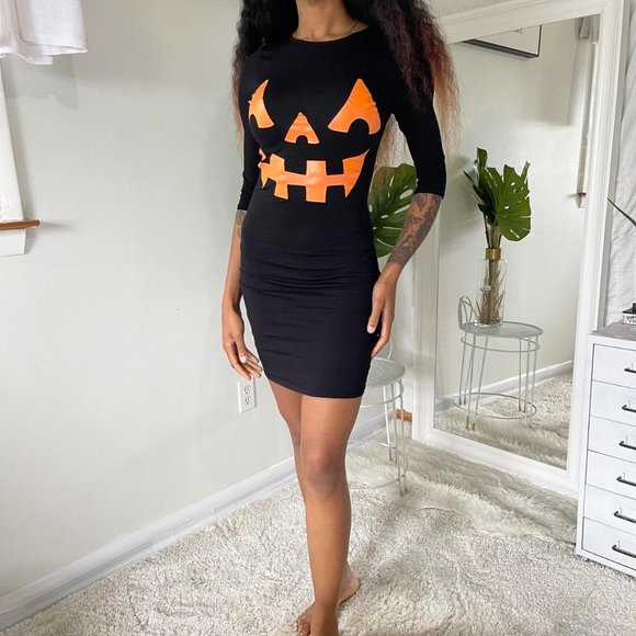 Boohoo | Dresses | Boohoo Halloween Jackolantern Dress | Poshmark